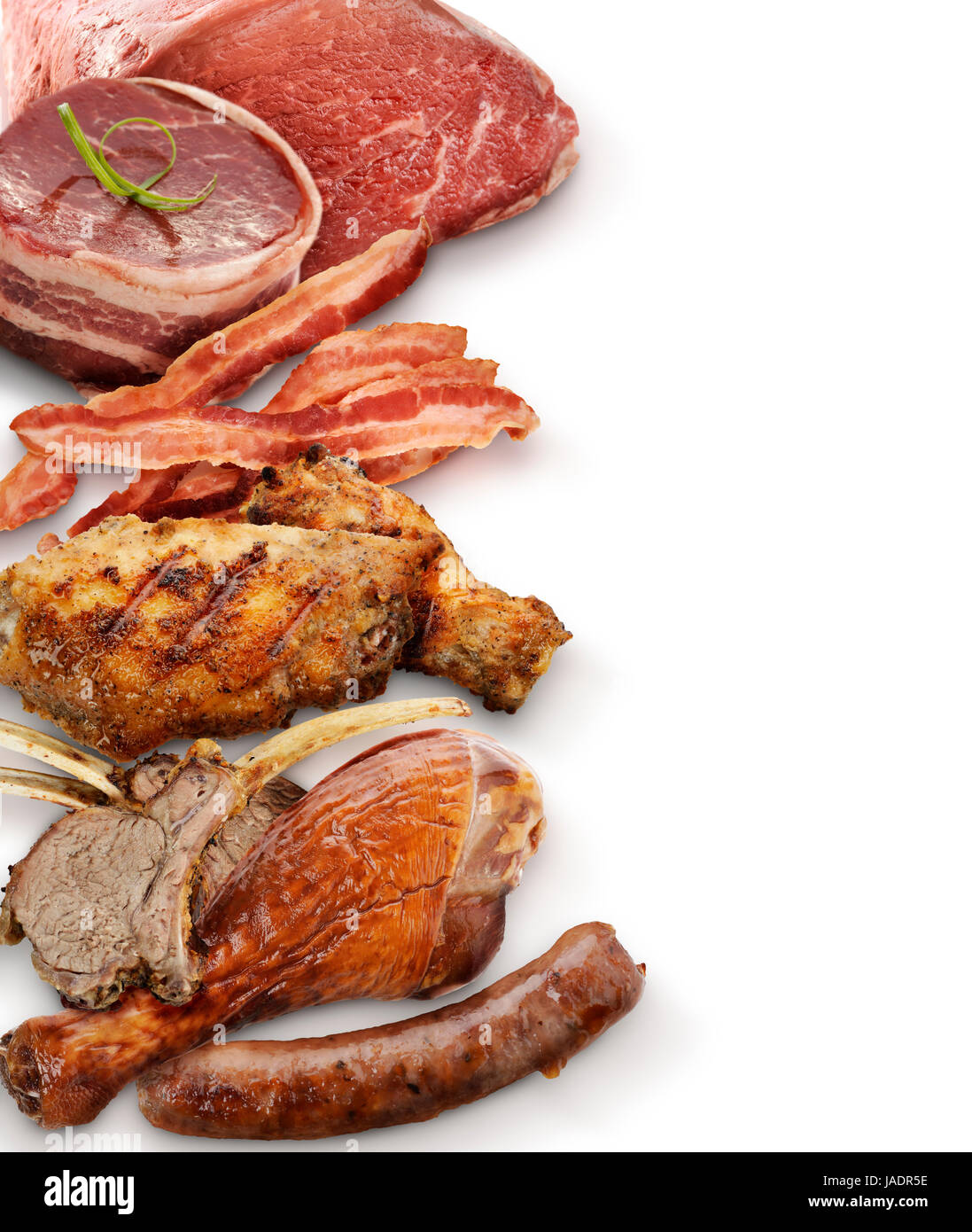 Meat Assortment On White Background Stock Photo - Alamy