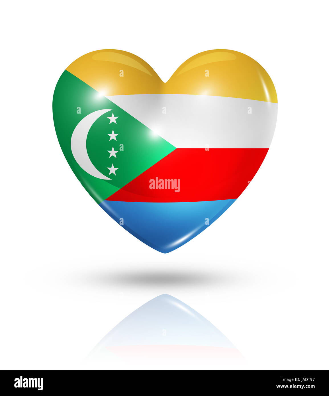 Love Comoros islands symbol. 3D heart flag icon isolated on white with ...