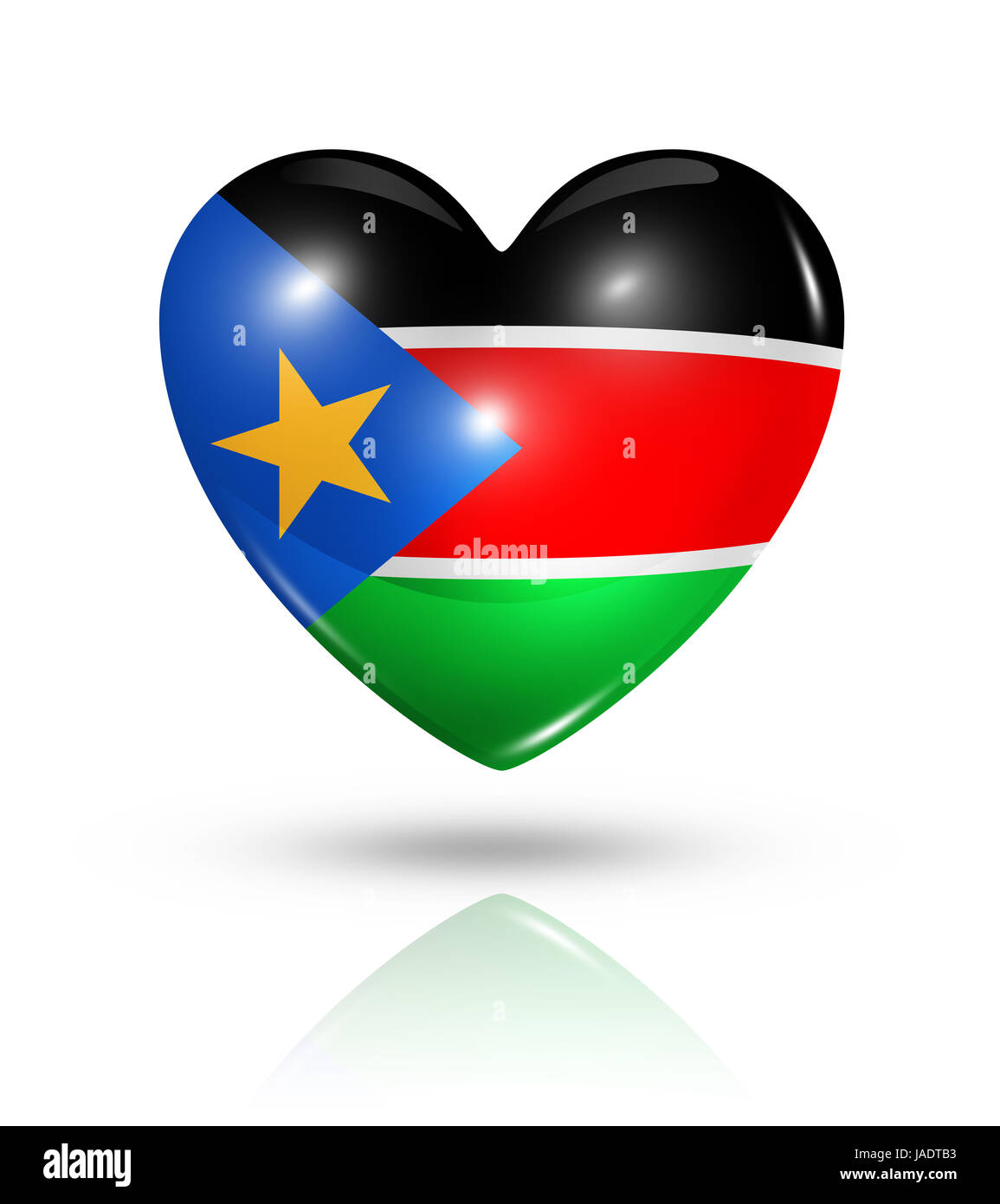 Love South Sudan symbol. 3D heart flag icon isolated on white with ...