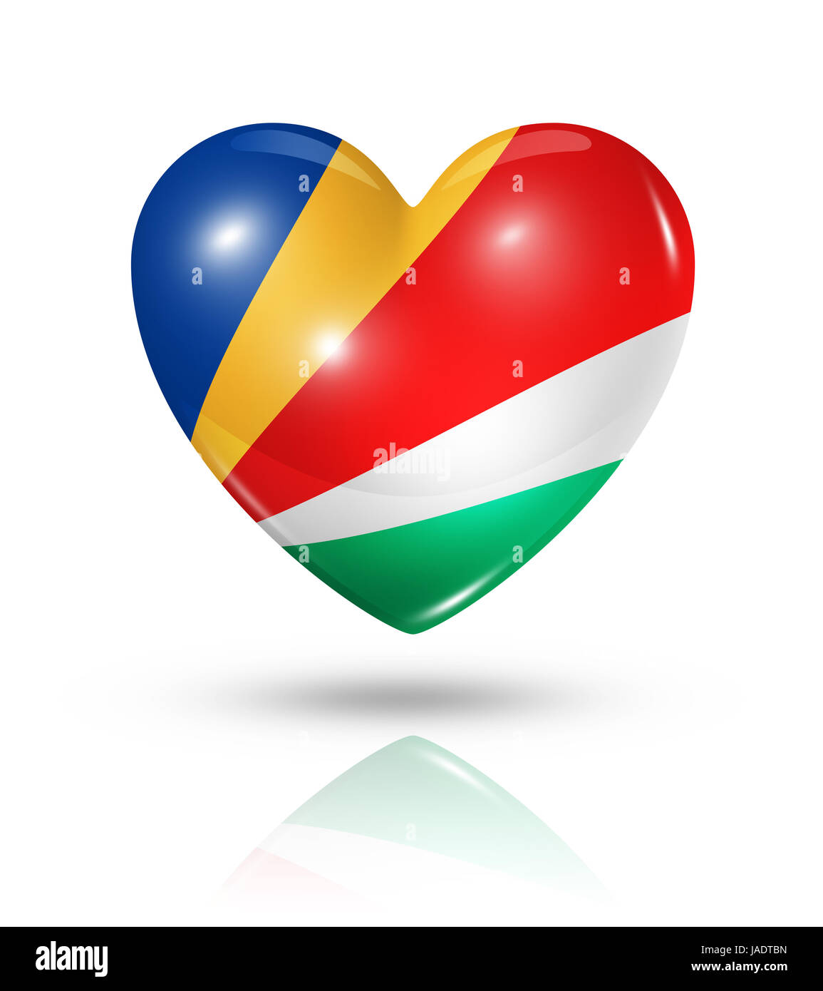 Love Seychelles symbol. 3D heart flag icon isolated on white with ...