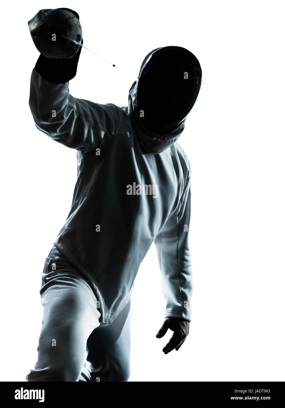 one man fencing silhouette in studio isolated on white background Stock ...