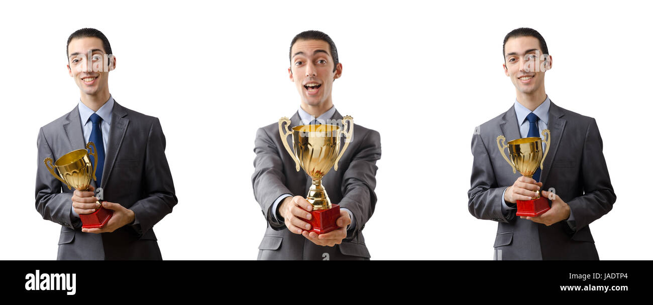 Collage of businessman receiving award Stock Photo - Alamy