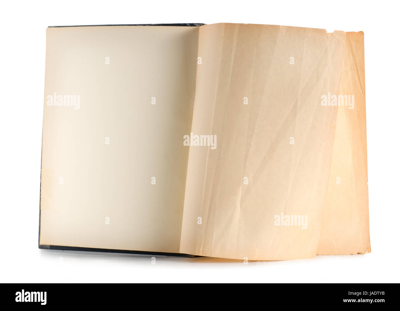 Open old book isolated on white background Stock Photo - Alamy