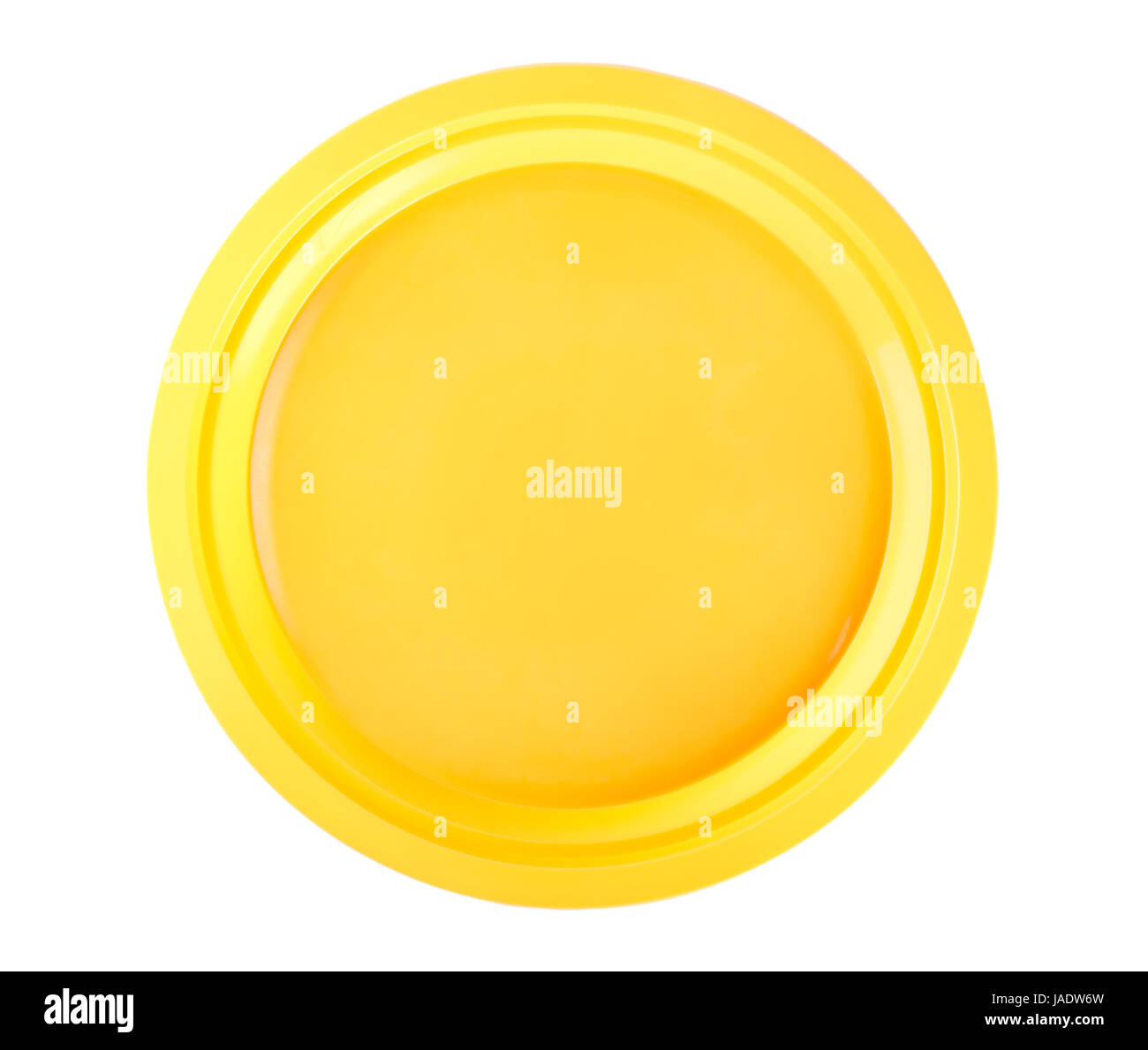 Yellow disposable plate isolated on white background Stock Photo - Alamy