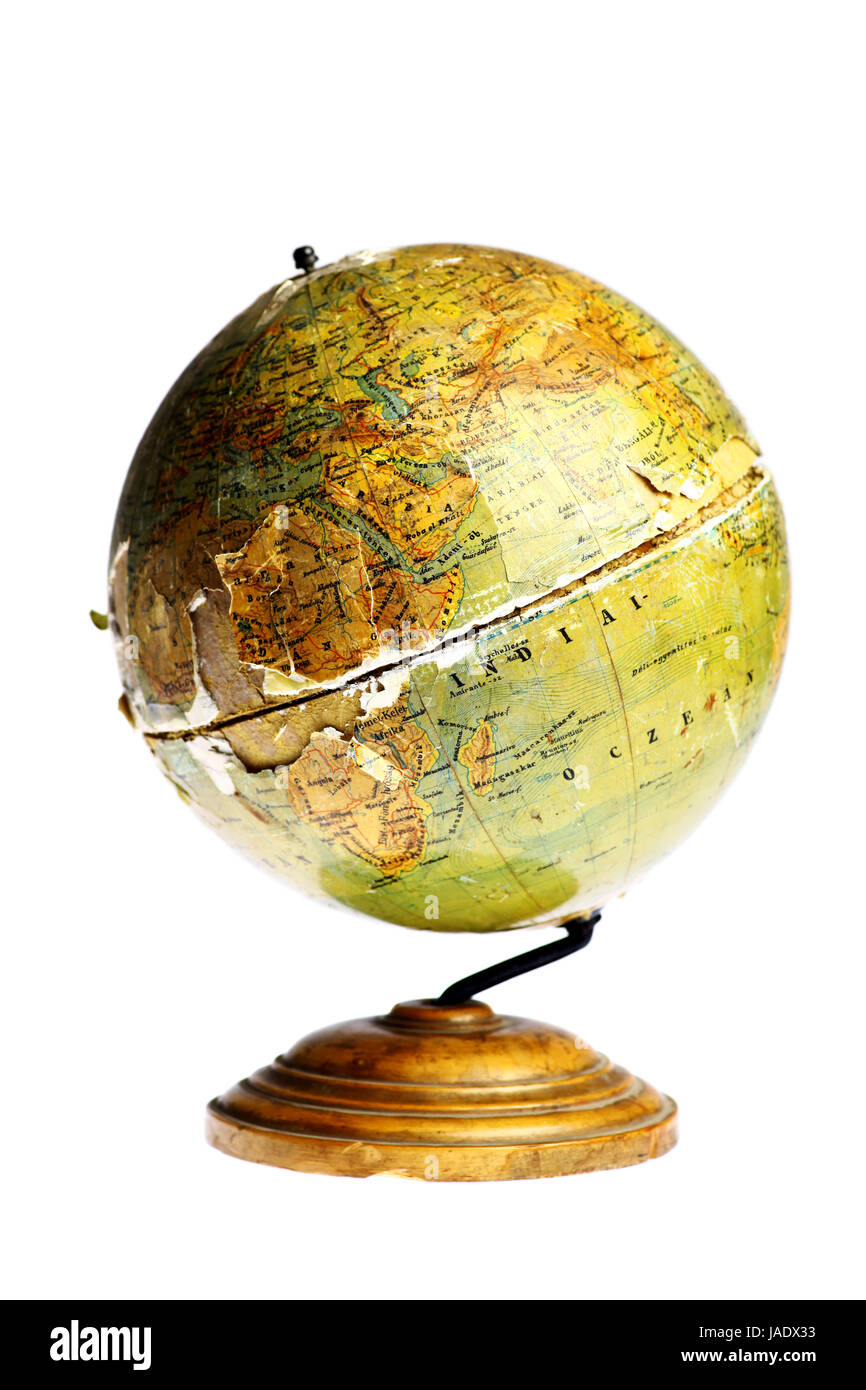 A broken vintage globe, illustration for a damaged planet Stock Photo ...