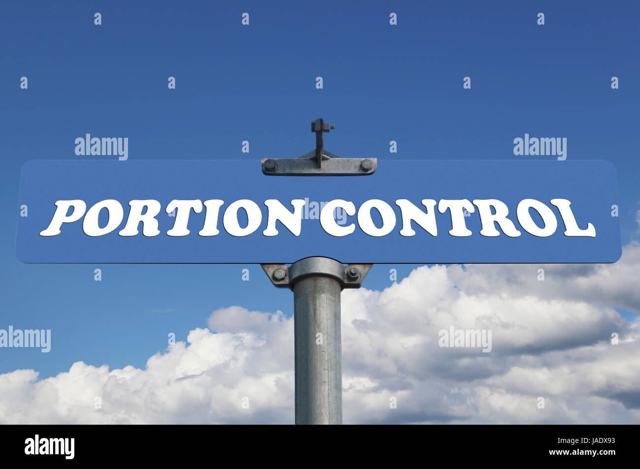 Portion control road sign Stock Photo - Alamy