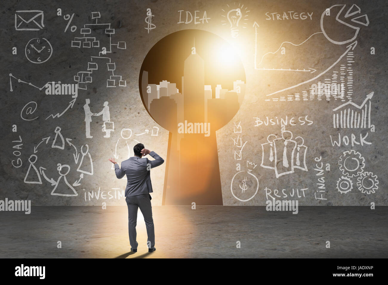 Businessman standing in front of keyhole hi-res stock photography and ...