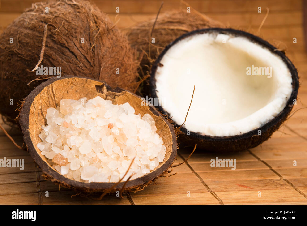 coco bath. coconut with sea salt Stock Photo - Alamy