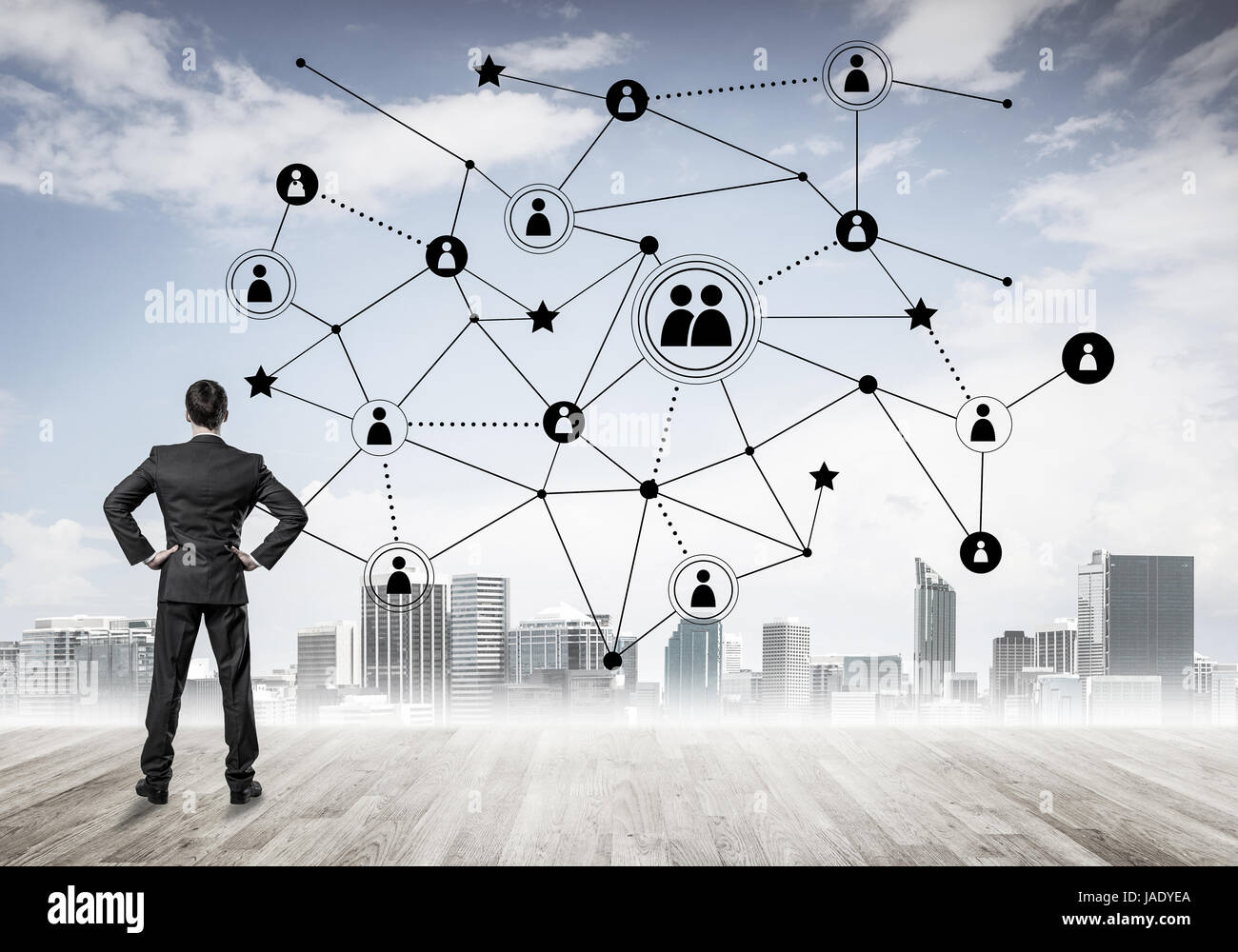 Social connection concept drawn on screen as symbol for teamwork Stock ...