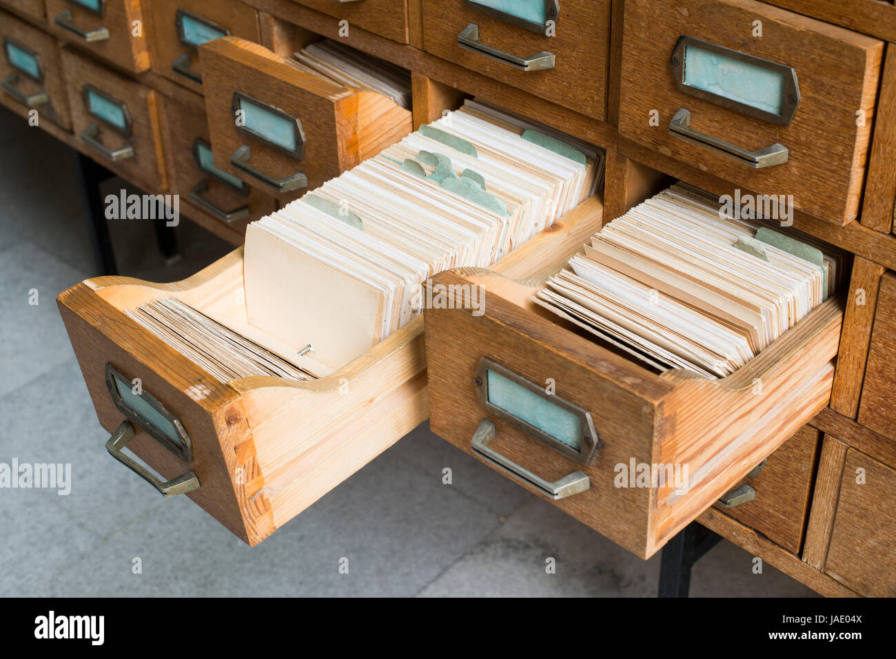 Old archive with wooden drawers Stock Photo - Alamy