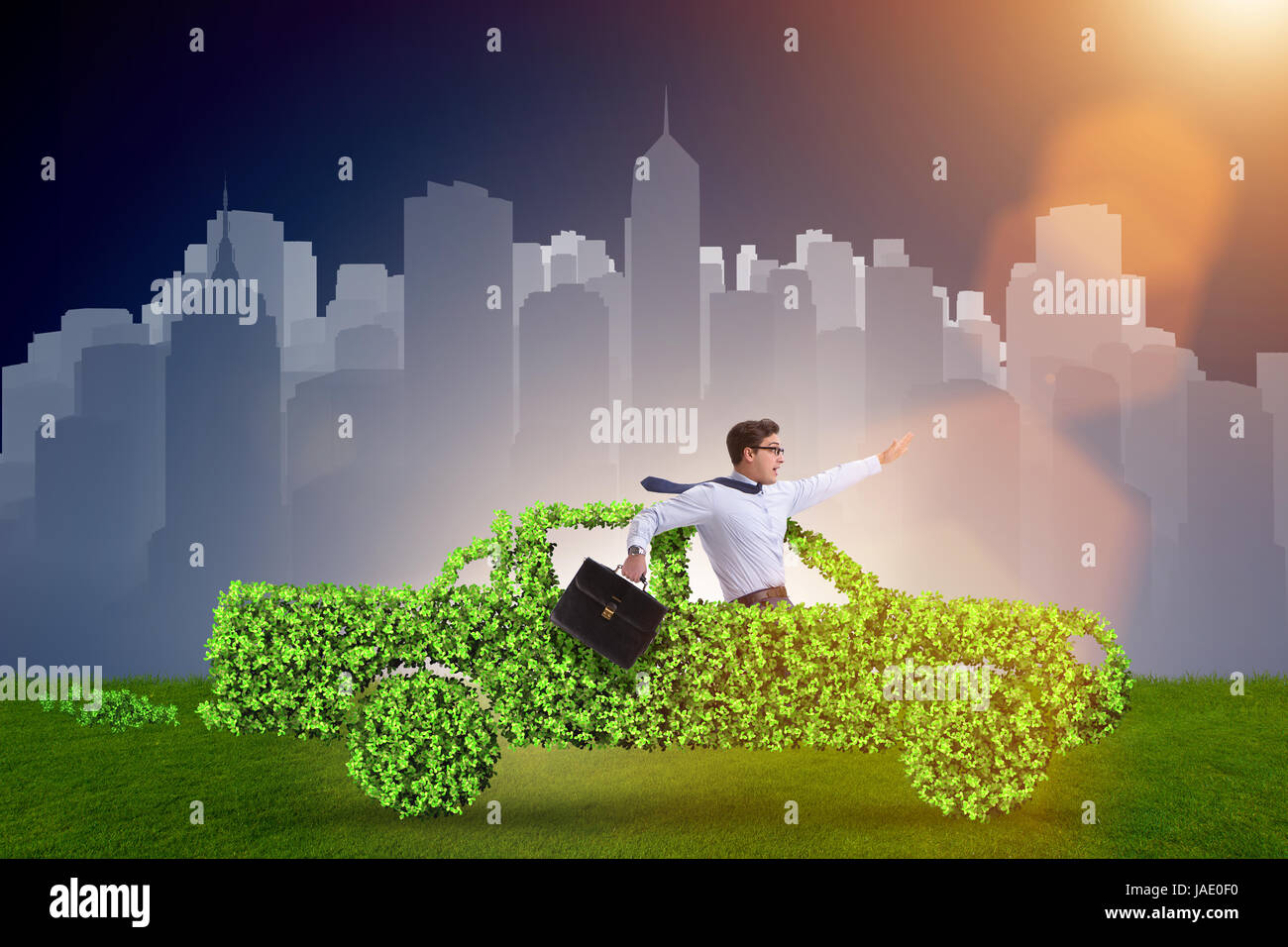 Electric car concept in green environment concept Stock Photo - Alamy
