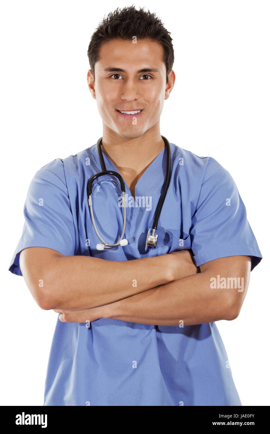 Stock image of male healthcare worker isolated on white background ...