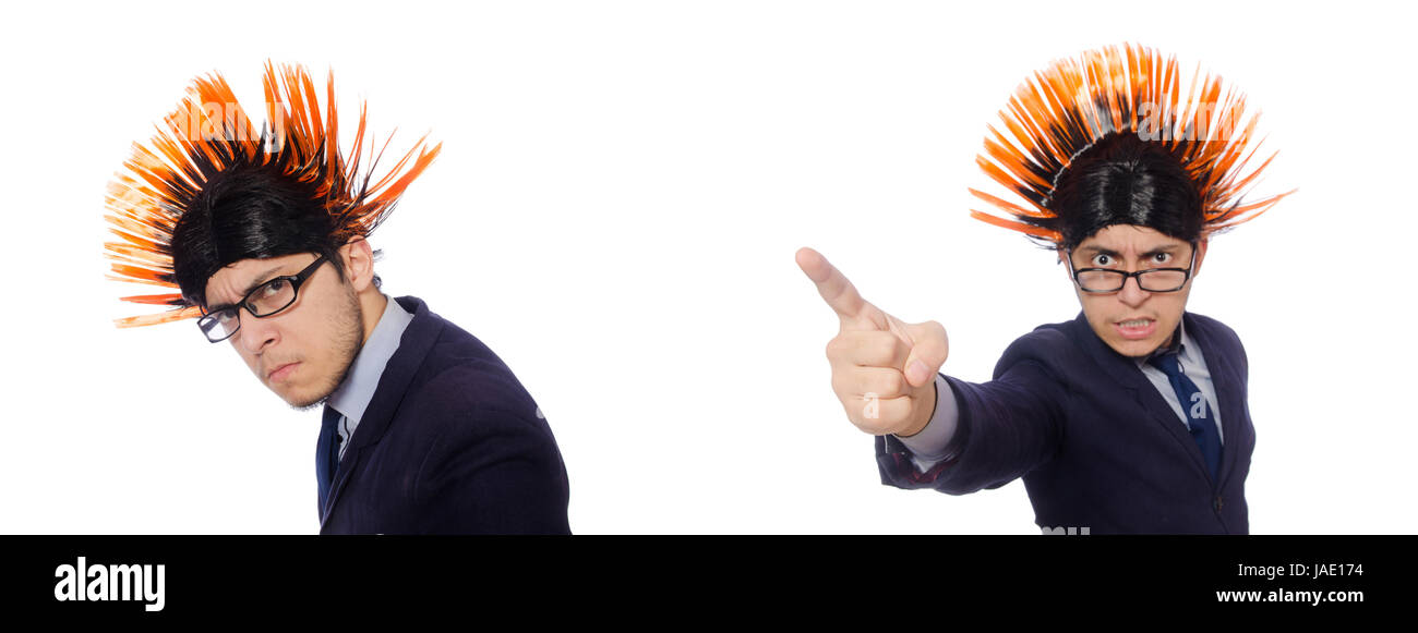 Funny man with mohawk hairstyle Stock Photo - Alamy