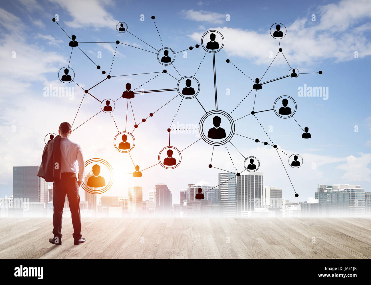 Social connection concept drawn on screen as symbol for teamwork and ...
