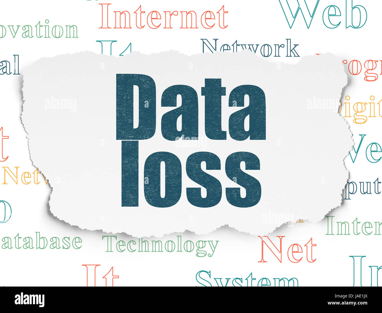 Information concept: Data Loss on Torn Paper background Stock Photo - Alamy