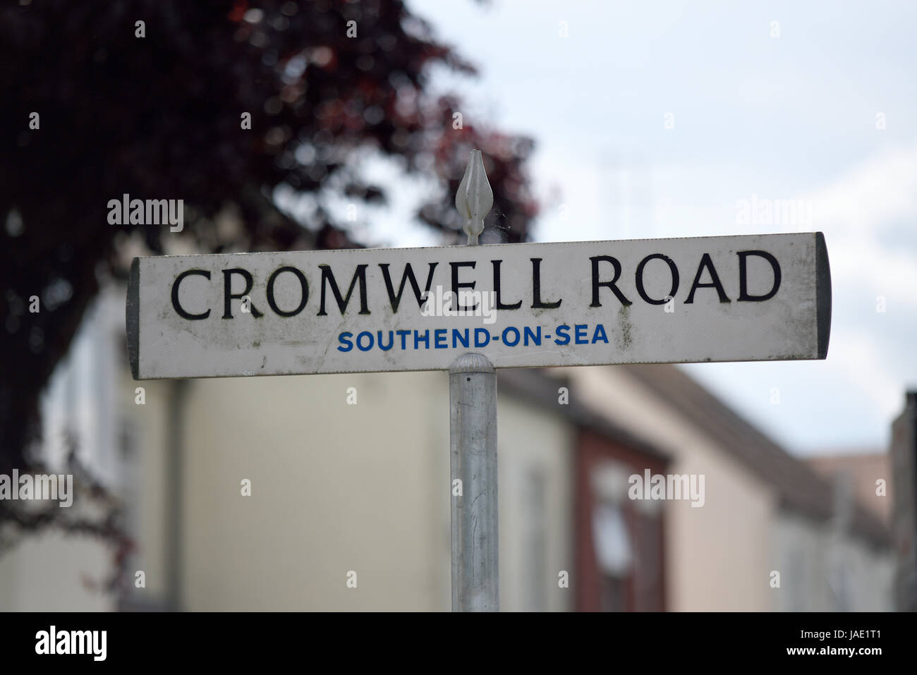 Cromwell Road, Southend on Sea, Essex. Road sign with space for copy ...