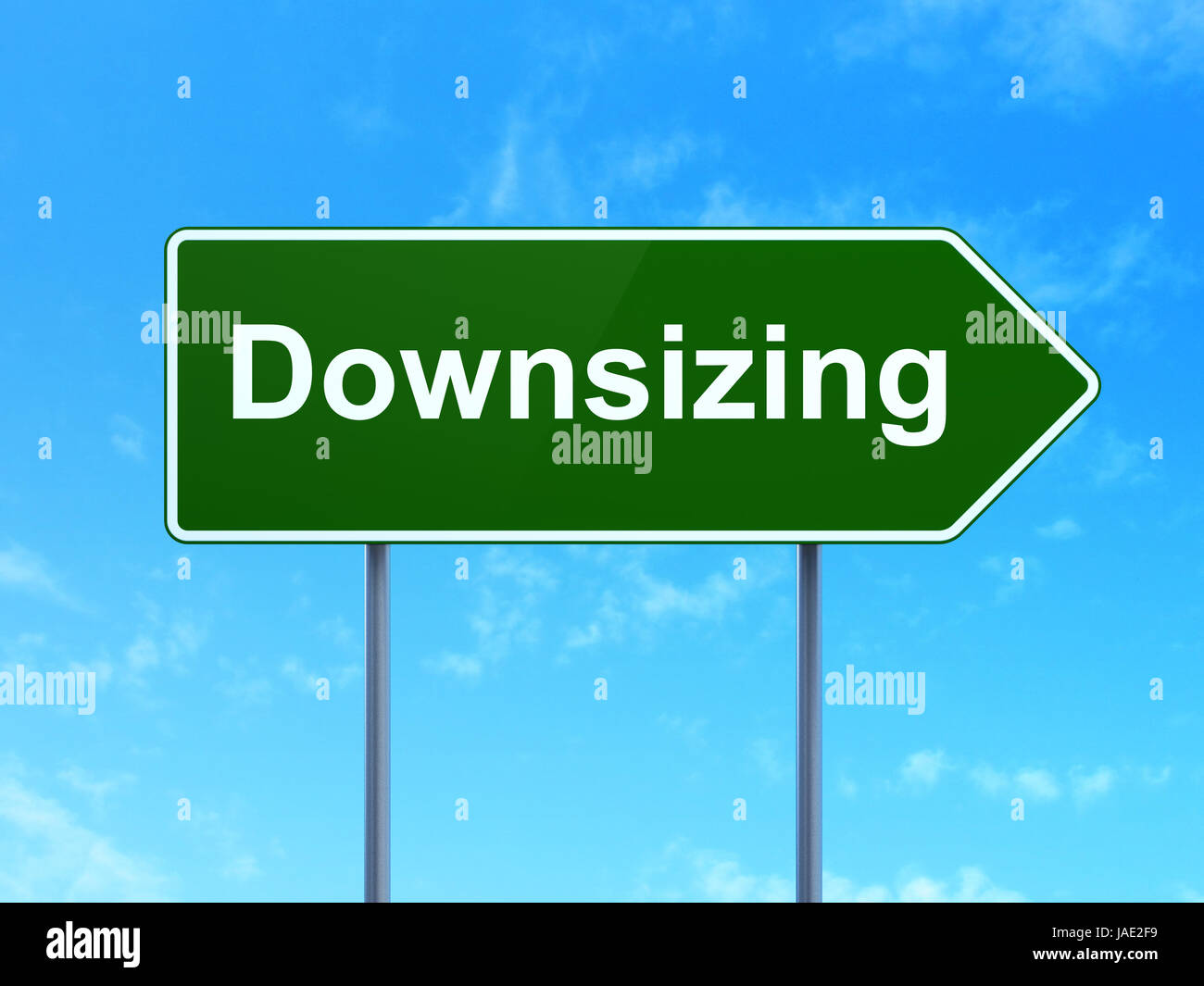 Business concept: Downsizing on road sign background Stock Photo - Alamy