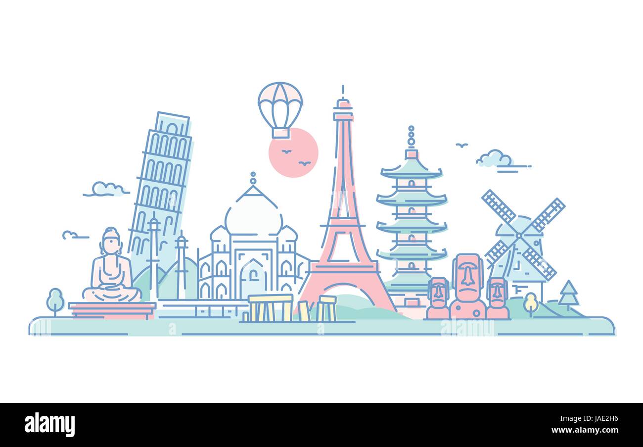 Countries - vector line travel illustration Stock Vector Image & Art ...