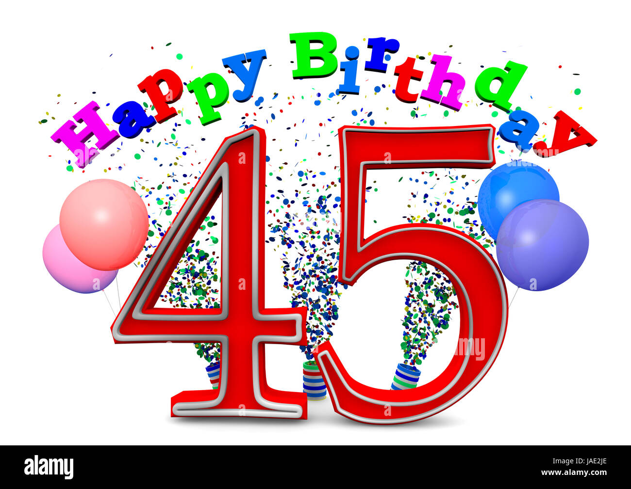 a 45 with happy birthday and balloons Stock Photo - Alamy