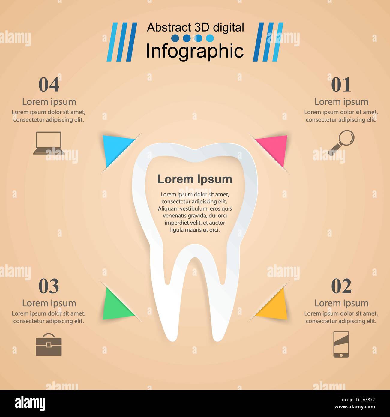 Abstract 3D digital illustration Infographic. Tooth icon Stock Vector ...
