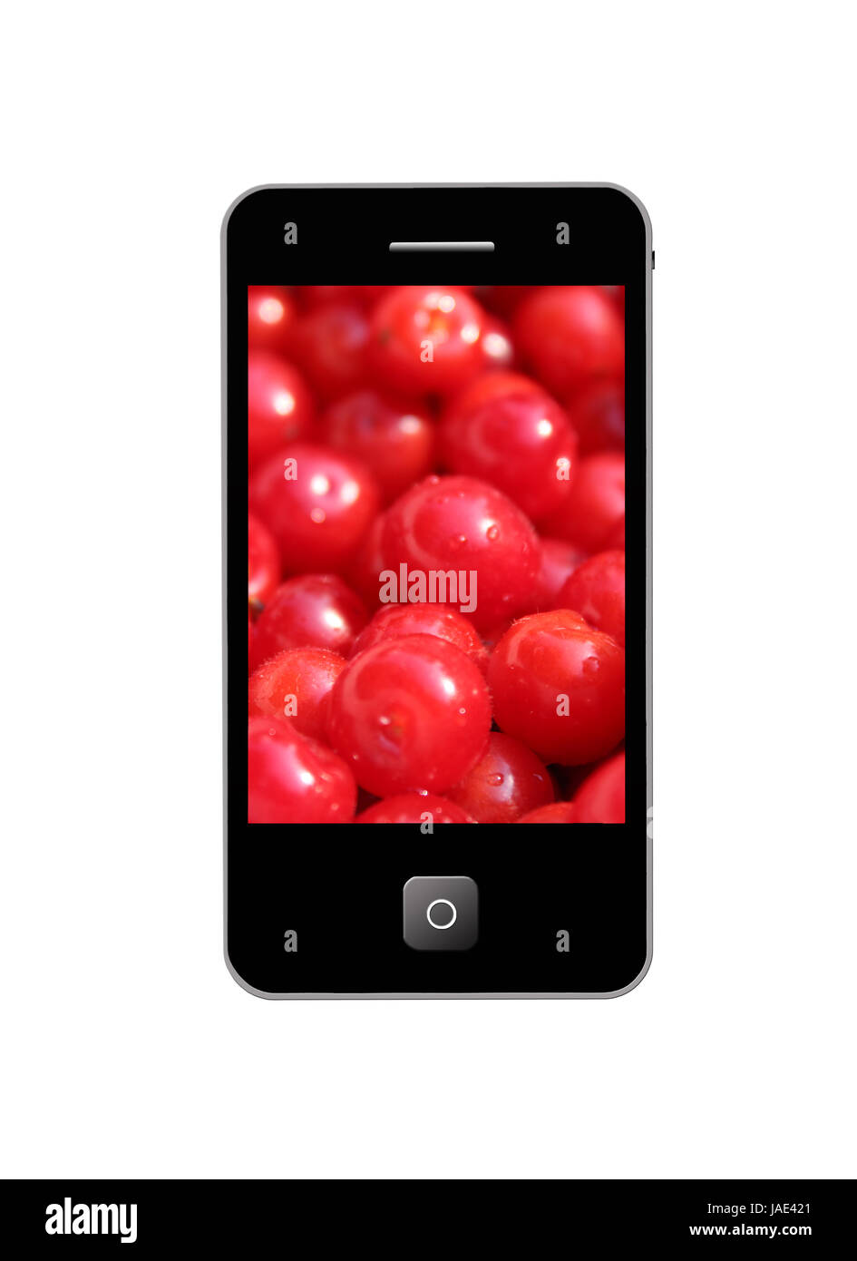 modern mobile black phone with image of berry Stock Photo - Alamy