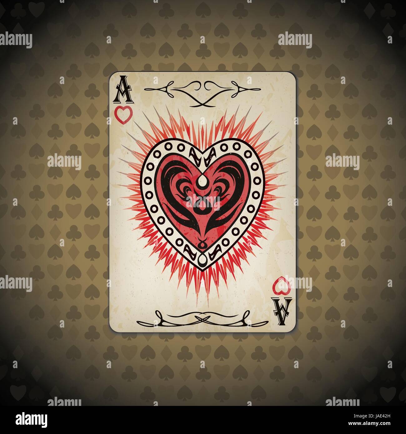 Ace hearts, poker cards old look vintage background Stock Vector Image ...