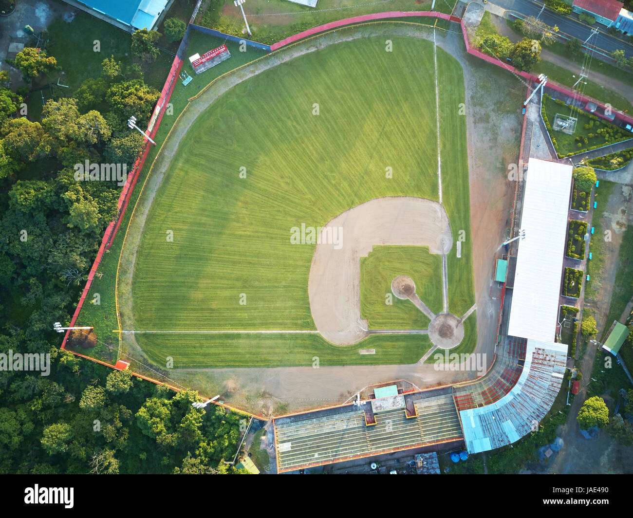 Above view on baseball field on sunny morning light Stock Photo - Alamy