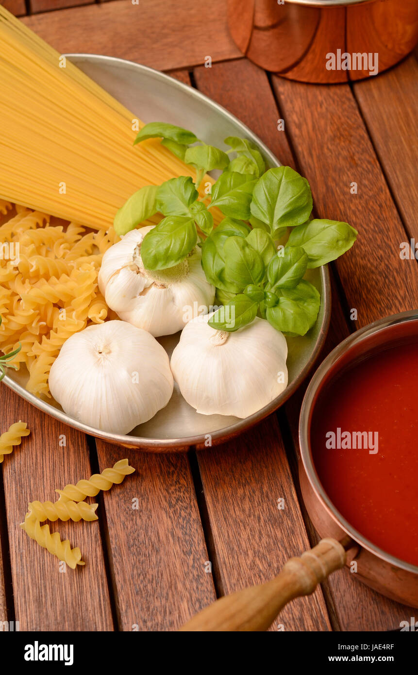 Cooking ingredients for pasta Stock Photo - Alamy