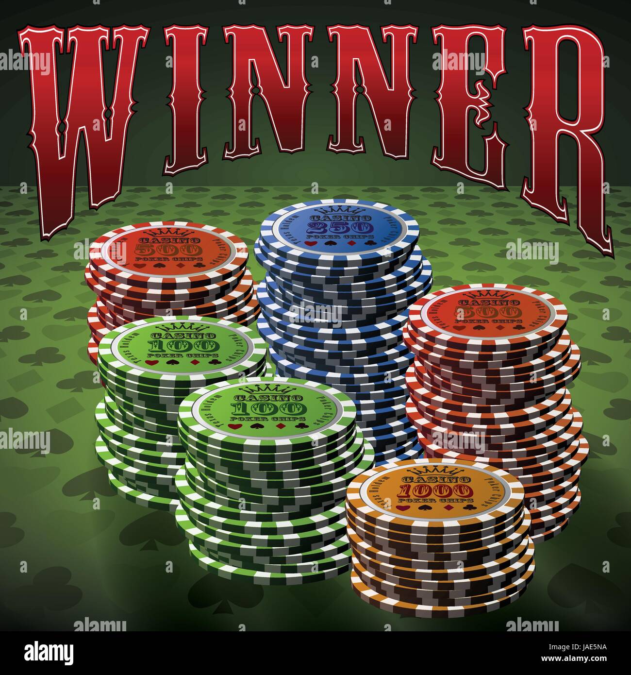 Pocker chip many green background text Winner Stock Vector Image & Art ...