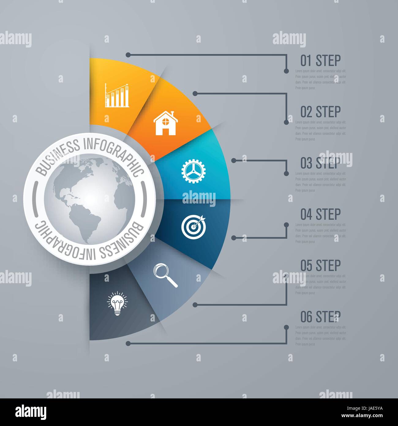 Design infographic template 6 steps, can be used for workflow layout ...