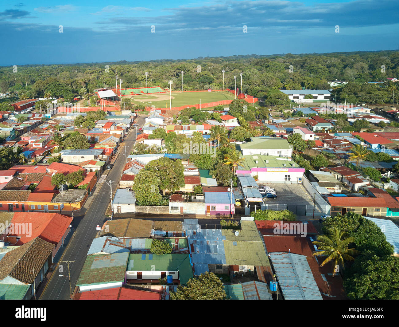 Small baseball field in little town aerial view Stock Photo - Alamy