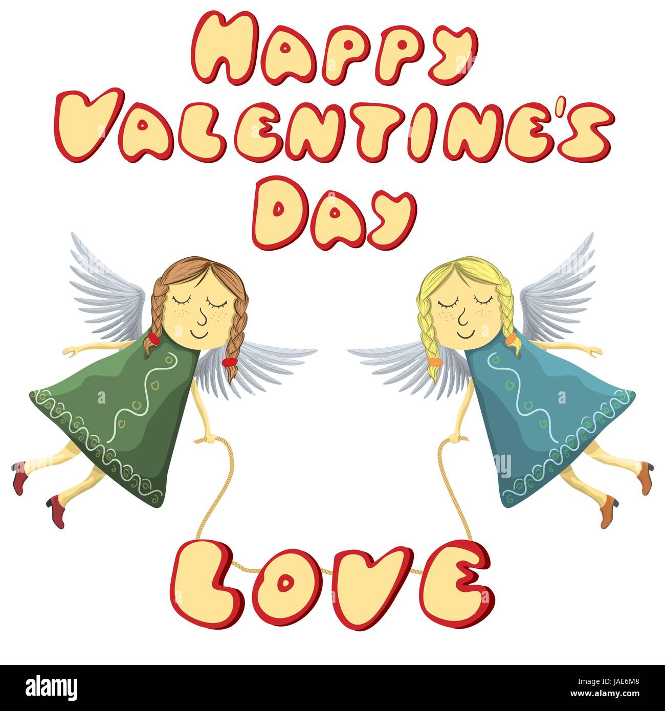 Valentine Fairys flying with love isolated on white background Stock ...
