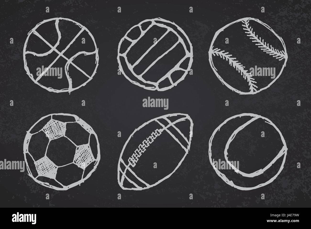 Ball sketch set simple outlined on blackboard Stock Vector Image & Art ...