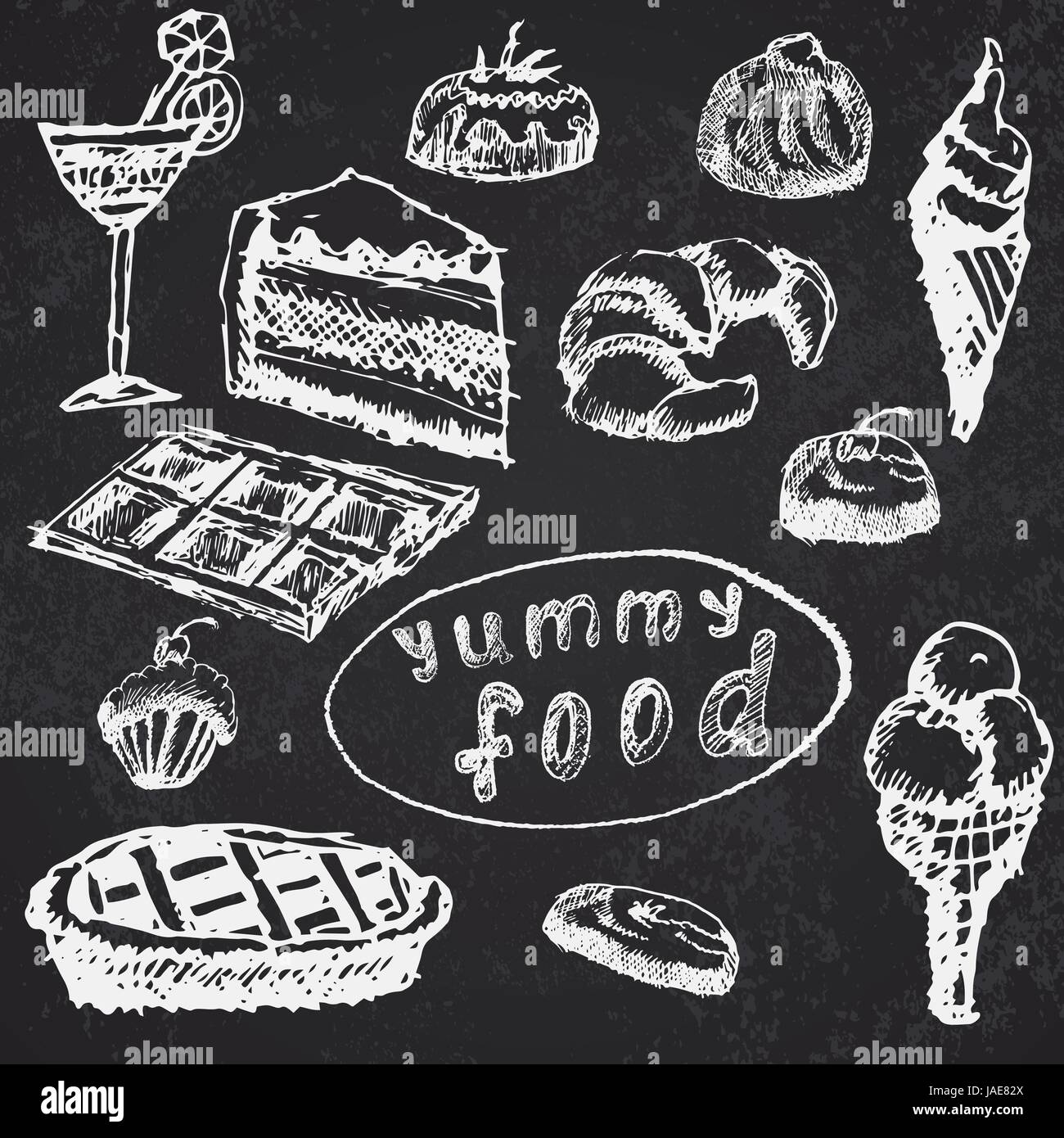 Food deserts set sketch handdrawn on blackboard Stock Vector Image ...
