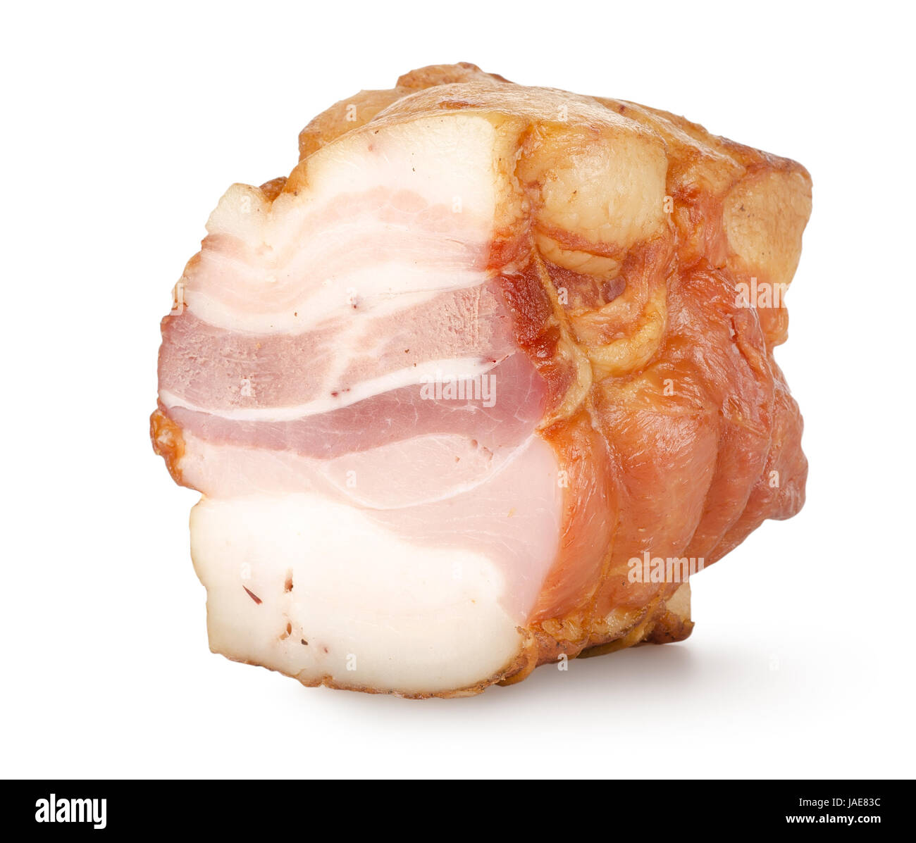 Smoked bacon isolated on a white background Stock Photo - Alamy