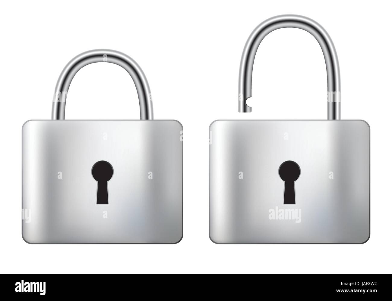 Locked and unlocked Padlock steel isolated on white background Stock ...