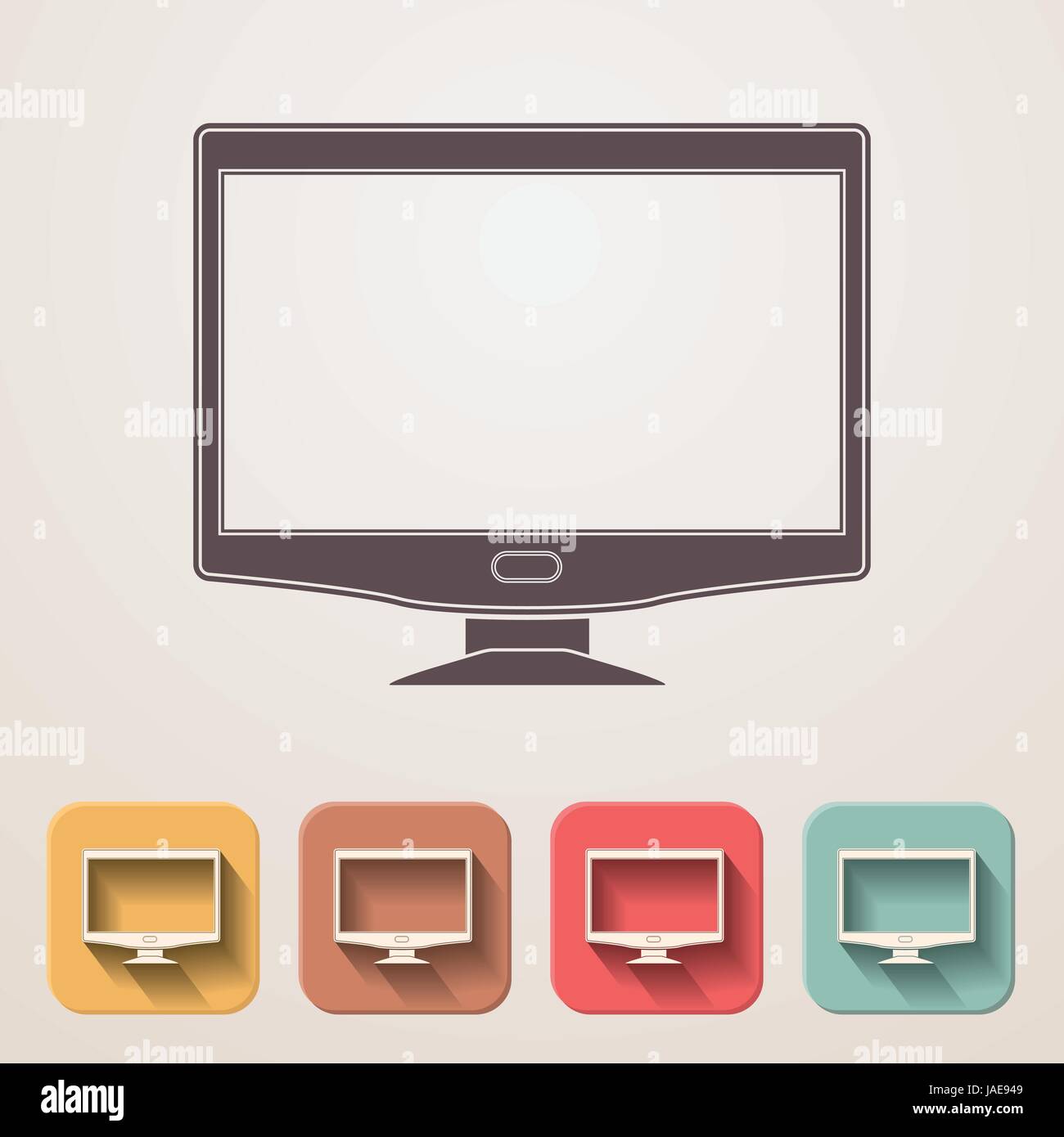 Widescreen monitor flat icons set fadding shadow effect Stock Vector ...