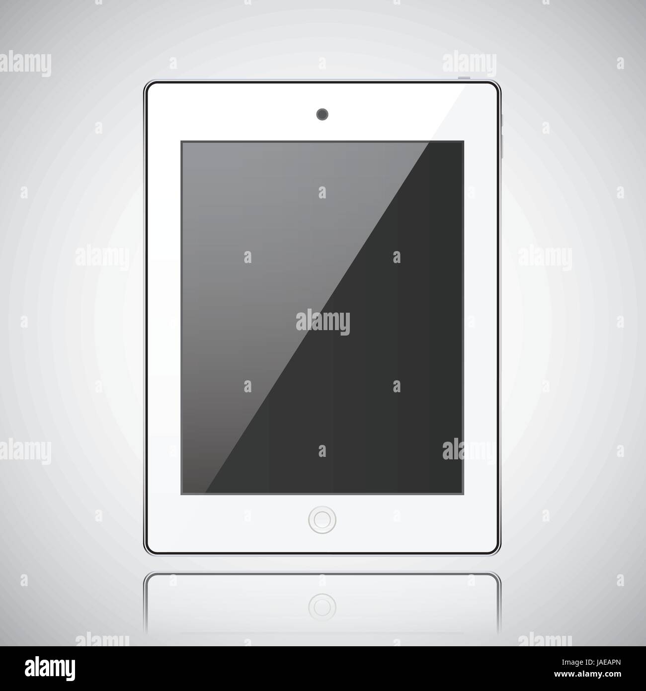 New realistic tablet modern style grey background with raflection Stock ...