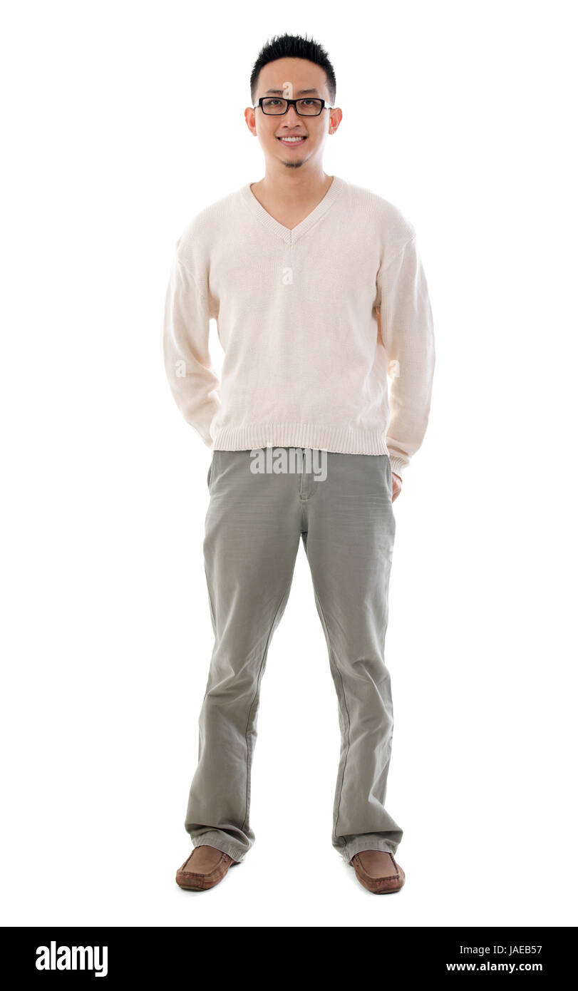 Southeast Asian Chinese man. Front view full length of Asian male ...