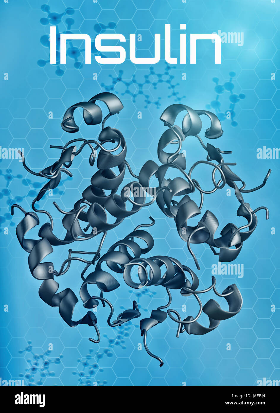 Three-dimensional model of Insulin - 3d render Stock Photo - Alamy