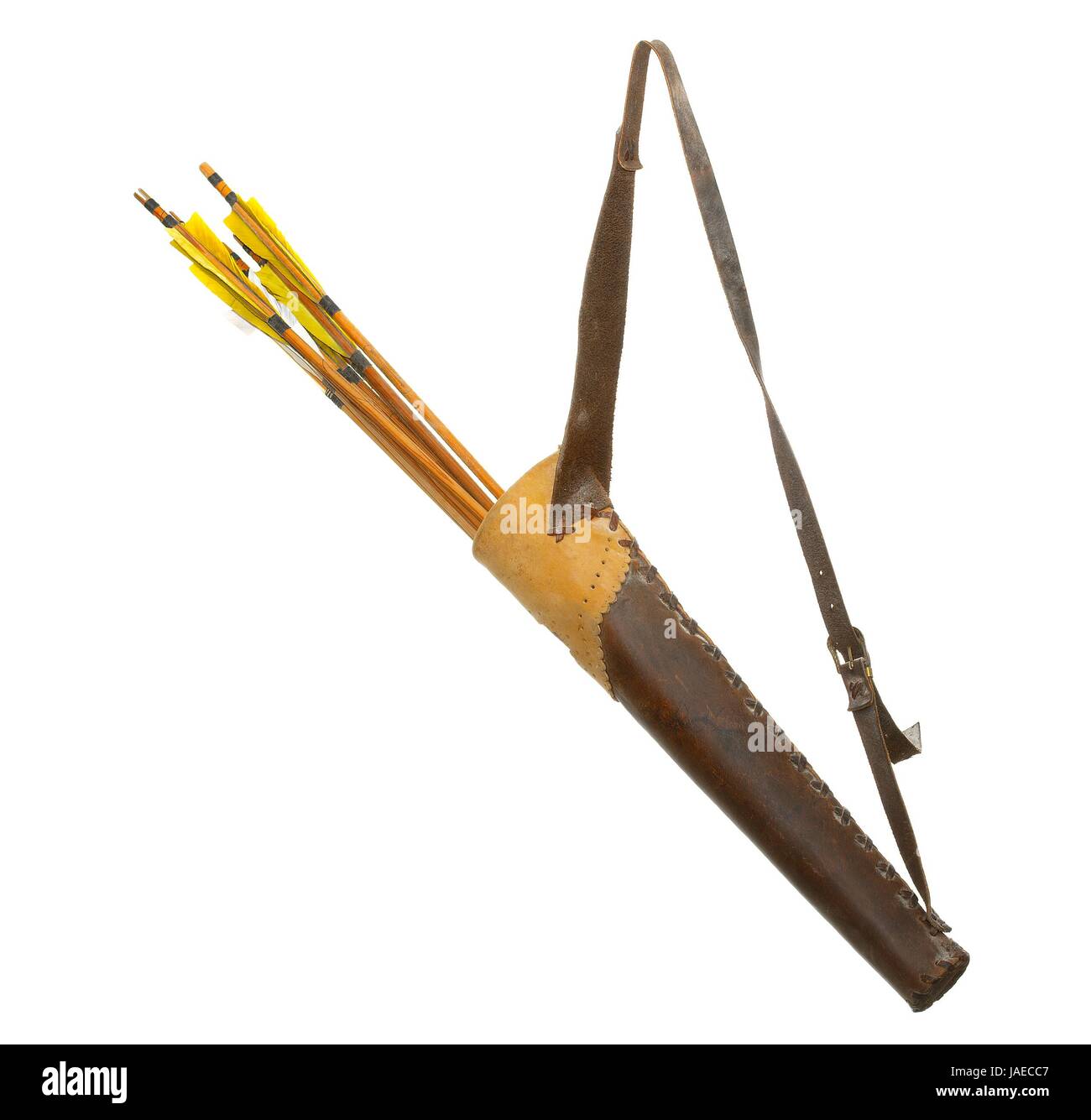 Quiver made of leather on isolated on white Stock Photo - Alamy