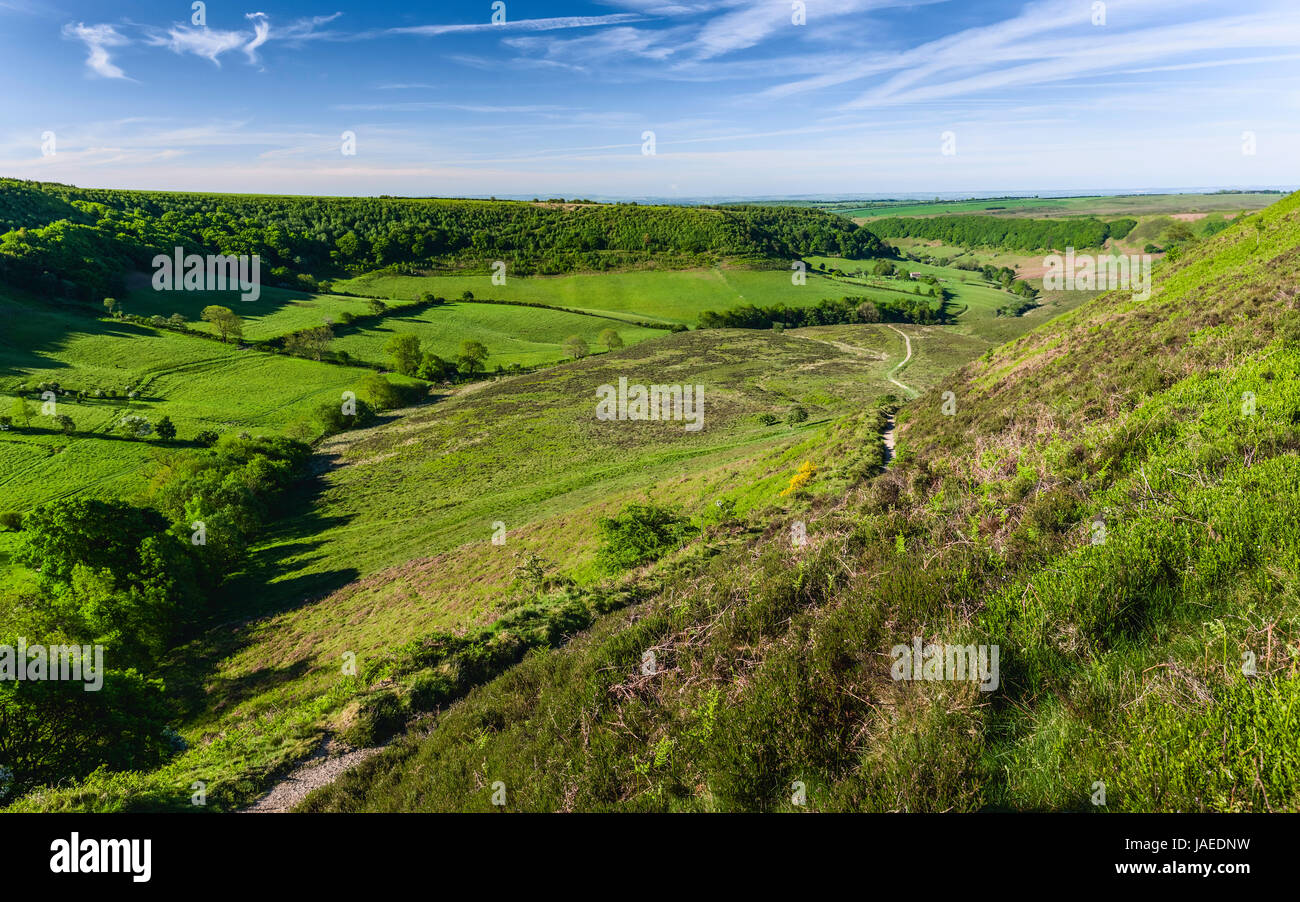 Geological depression in the North York Moors with view of farmland ...