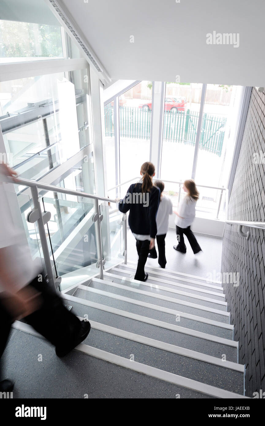 Modern staircase in school. With glass walls Stock Photo - Alamy