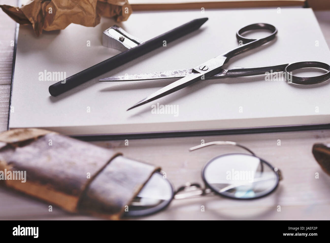 Collection of personal accessories on the table Stock Photo - Alamy