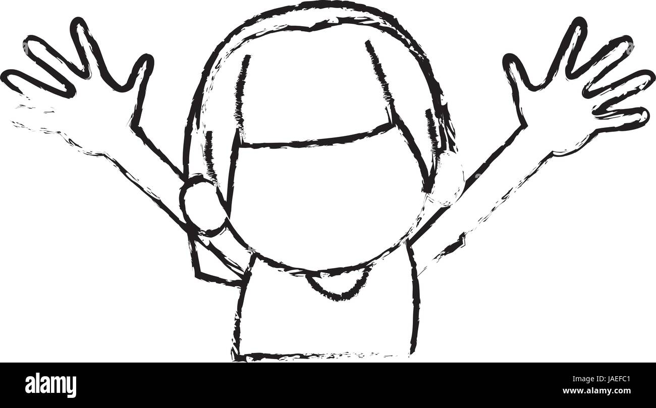 sketch girl young kid happy expression Stock Vector Image & Art - Alamy