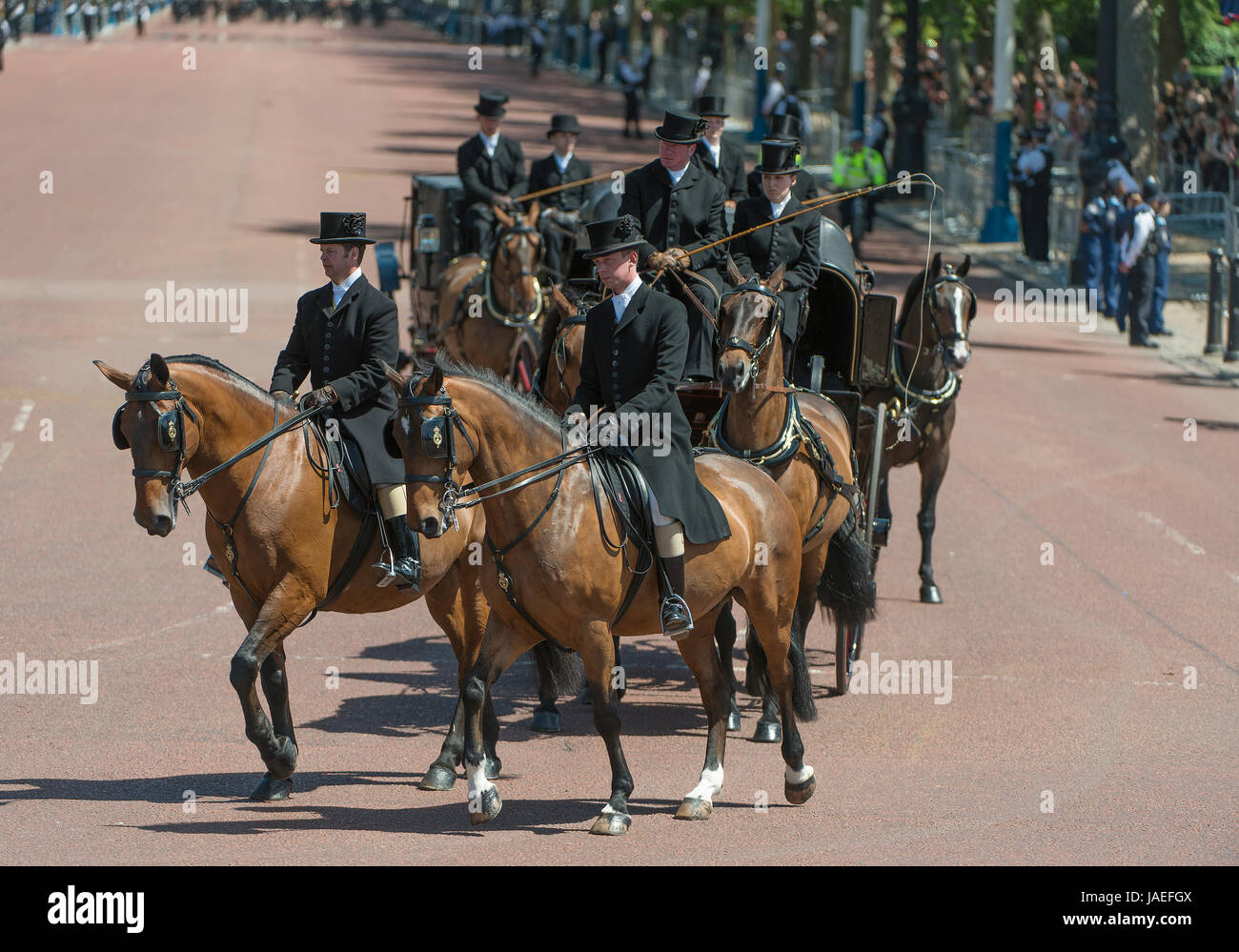 3rd June 2017. Royal coaches on The Mall heading towards Buckingham ...