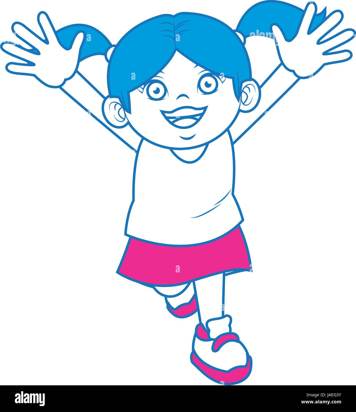 little girl happy with face expression cartoon Stock Vector Image & Art ...