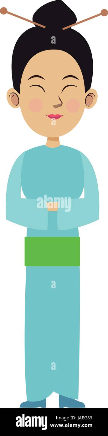 character woman cartoon japanese oriental clothing Stock Vector Image ...