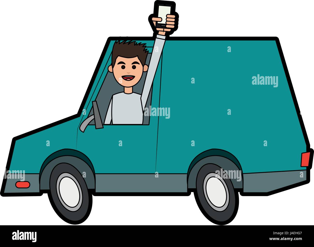 Man driving his van Stock Vector Images - Alamy
