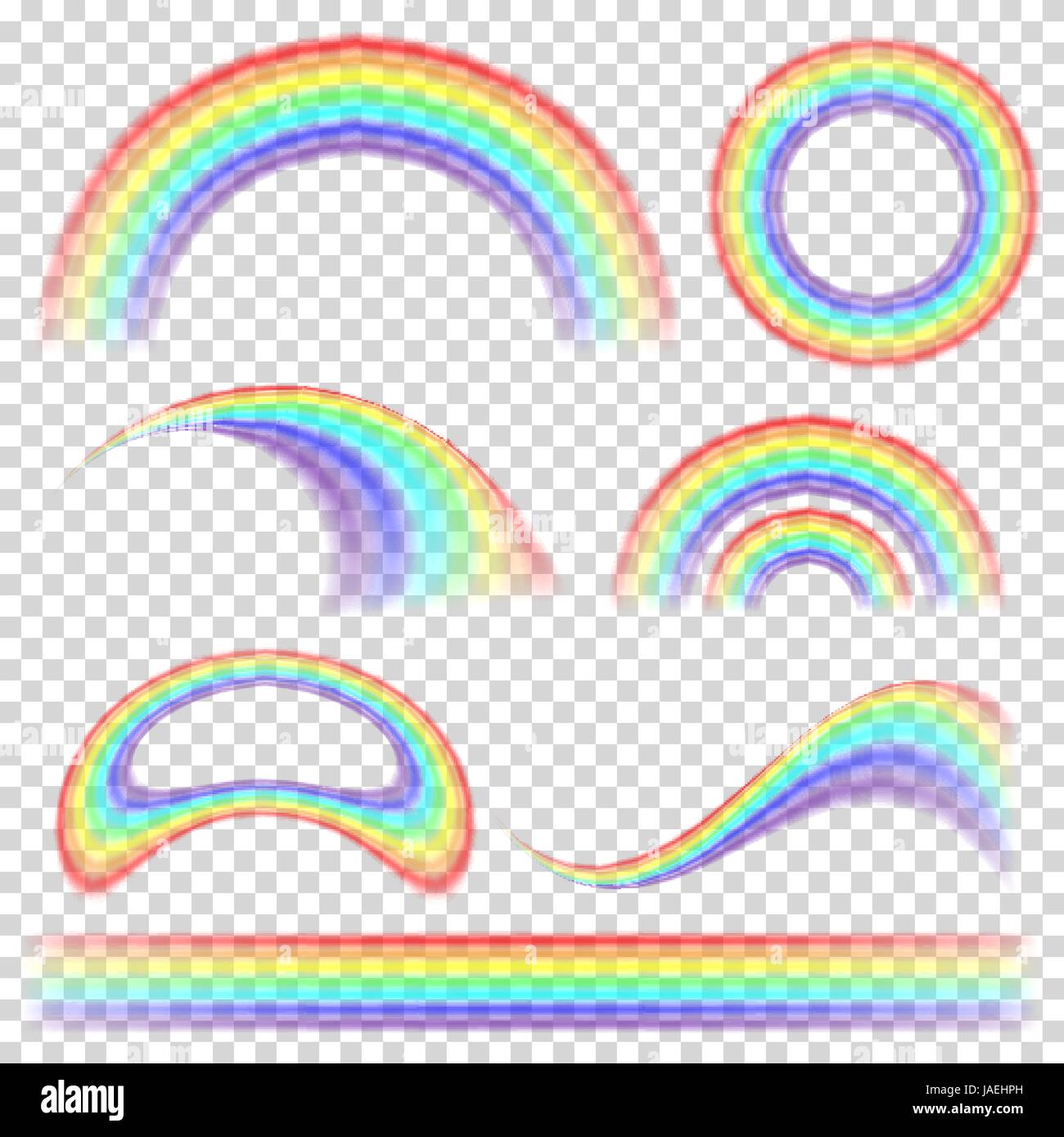 Rainbow Set Vector. Different Shape Collection. Realistic Rainbow Set ...